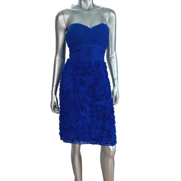 JS Collections | Dresses | J S Collections Blue Ruched Rosette ...